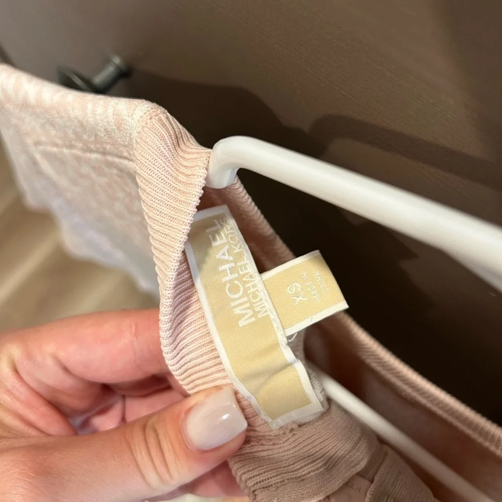 Michael Kors | Dresses | Michael Kors Blush Pink Mk Monogram Logo Knit ...